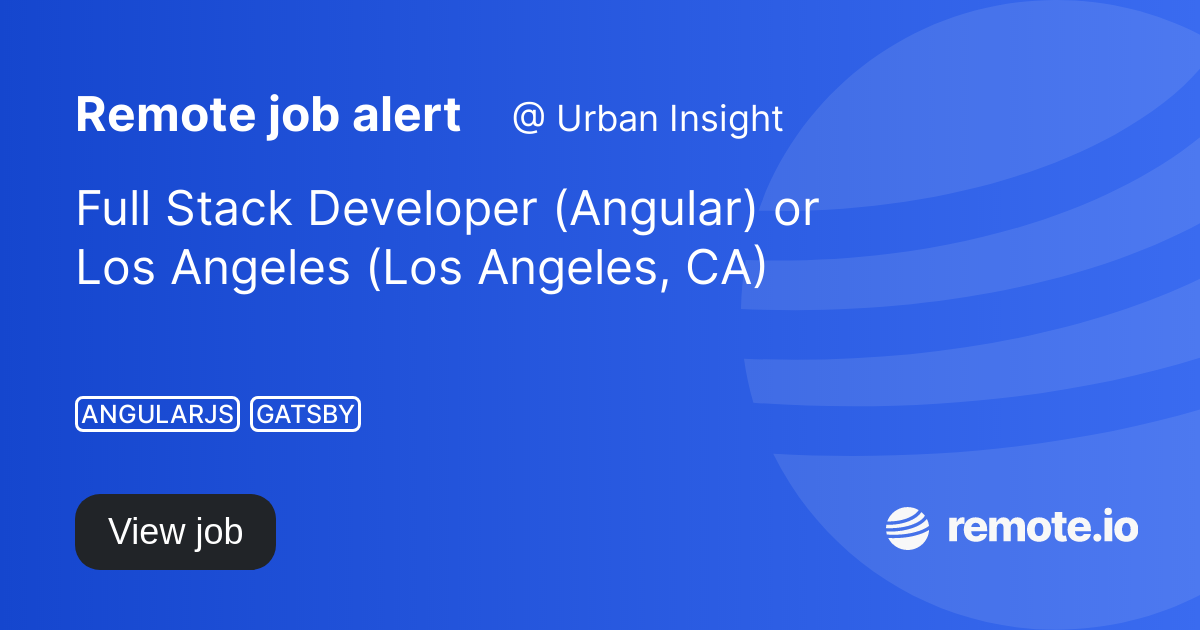 Full Stack Developer (Angular) | remote.io