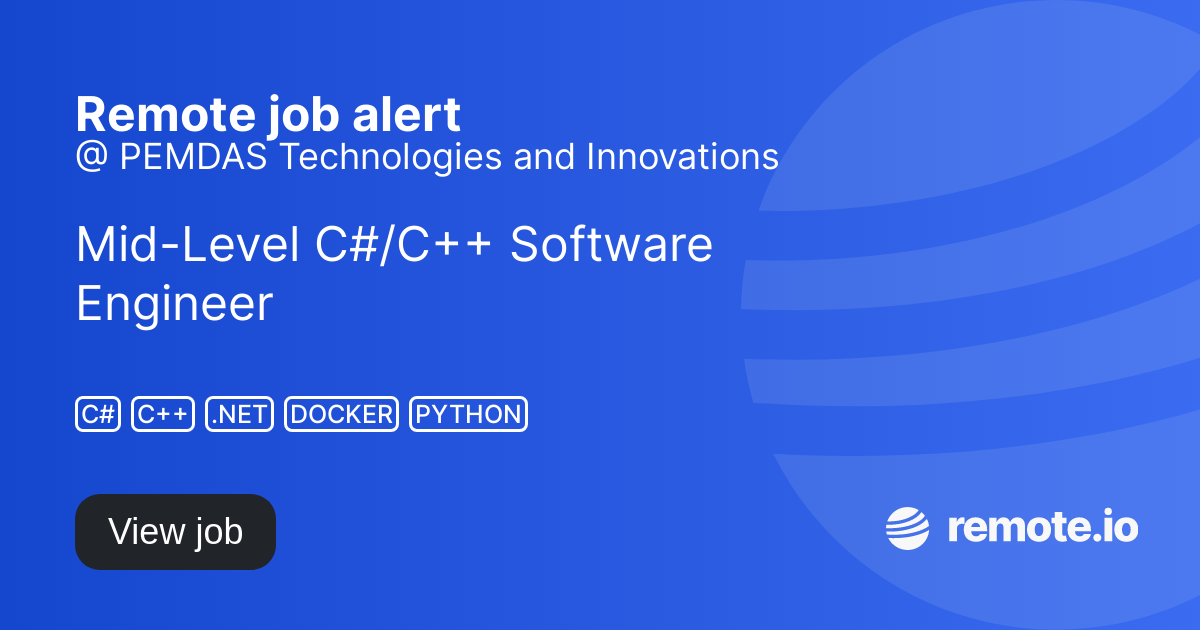 Mid-Level C#/C++ Software Engineer | remote.io