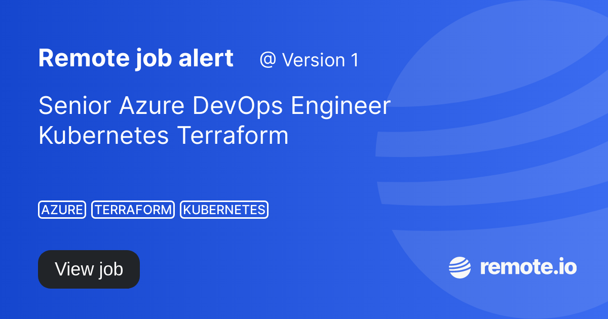 Senior Azure Devops Engineer Kubernetes Terraform