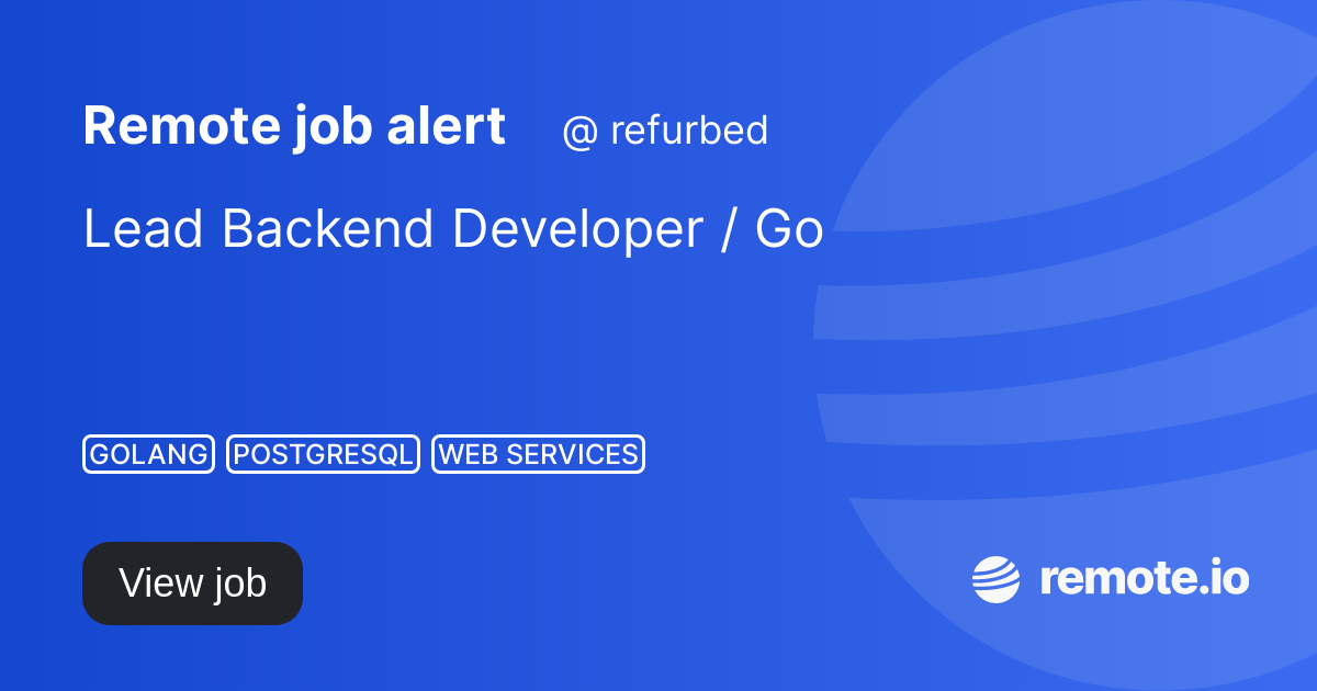Lead Backend Developer / Go | remote.io
