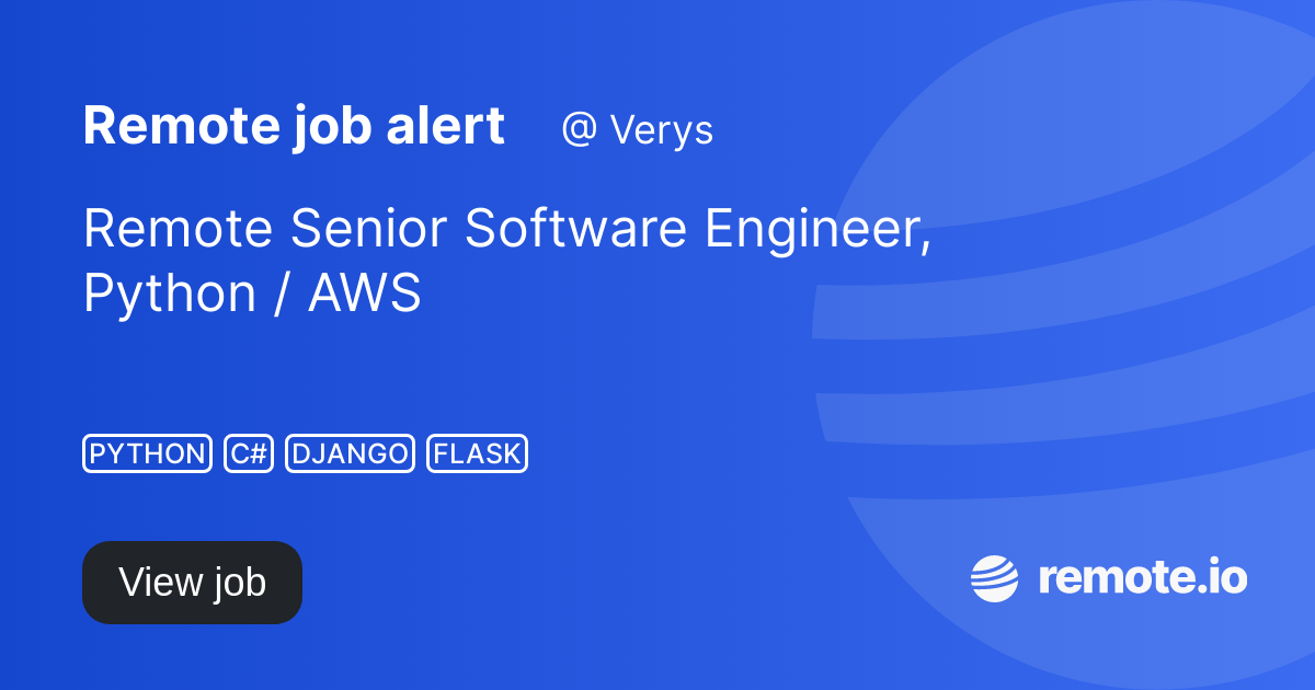 Remote Senior Software Engineer, Python / AWS | remote.io