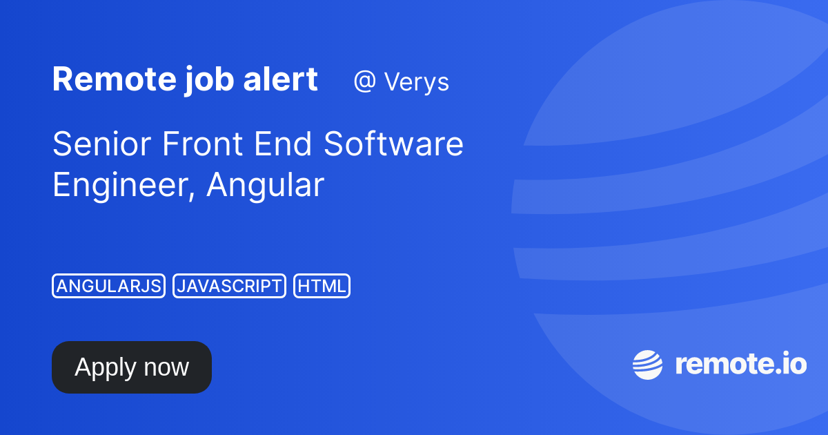 Senior Front End Software Engineer, Angular | remote.io