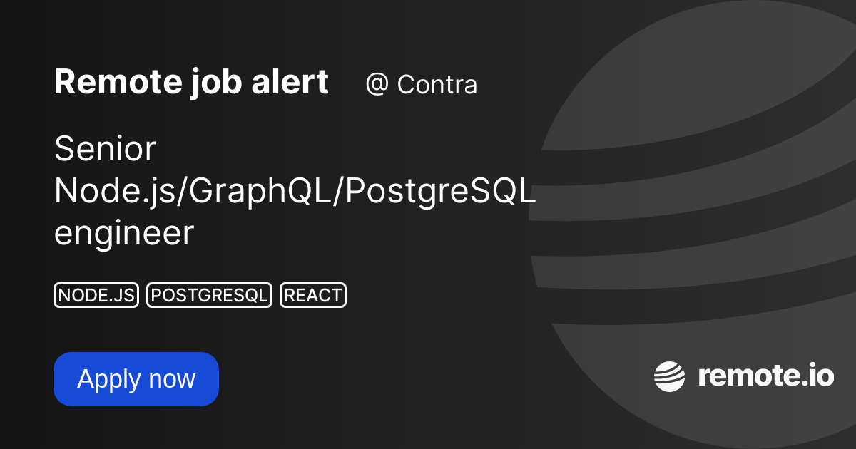 Senior Nodejsgraphqlpostgresql Engineer