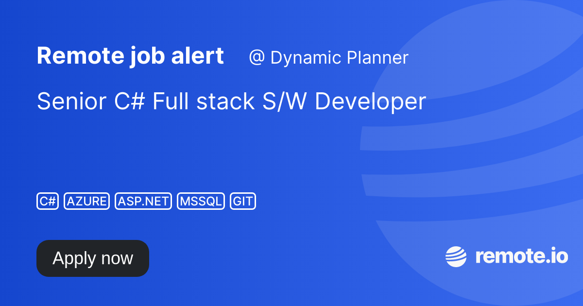 Senior C# Full stack S/W Developer | remote.io