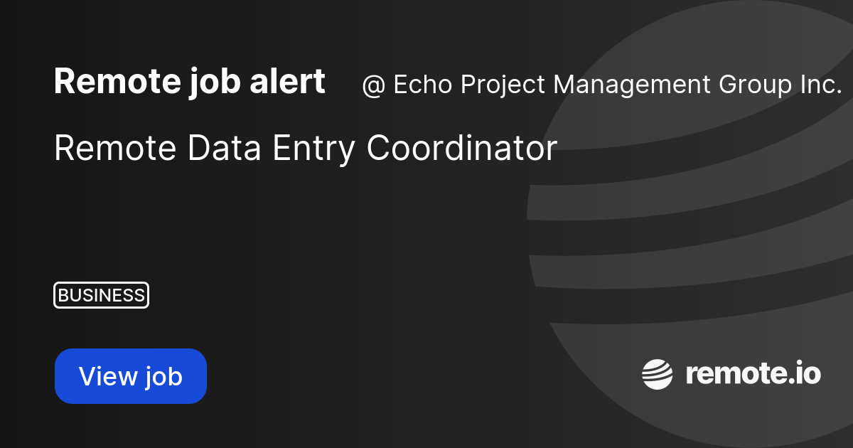 Remote Data Entry Coordinator | remote.io