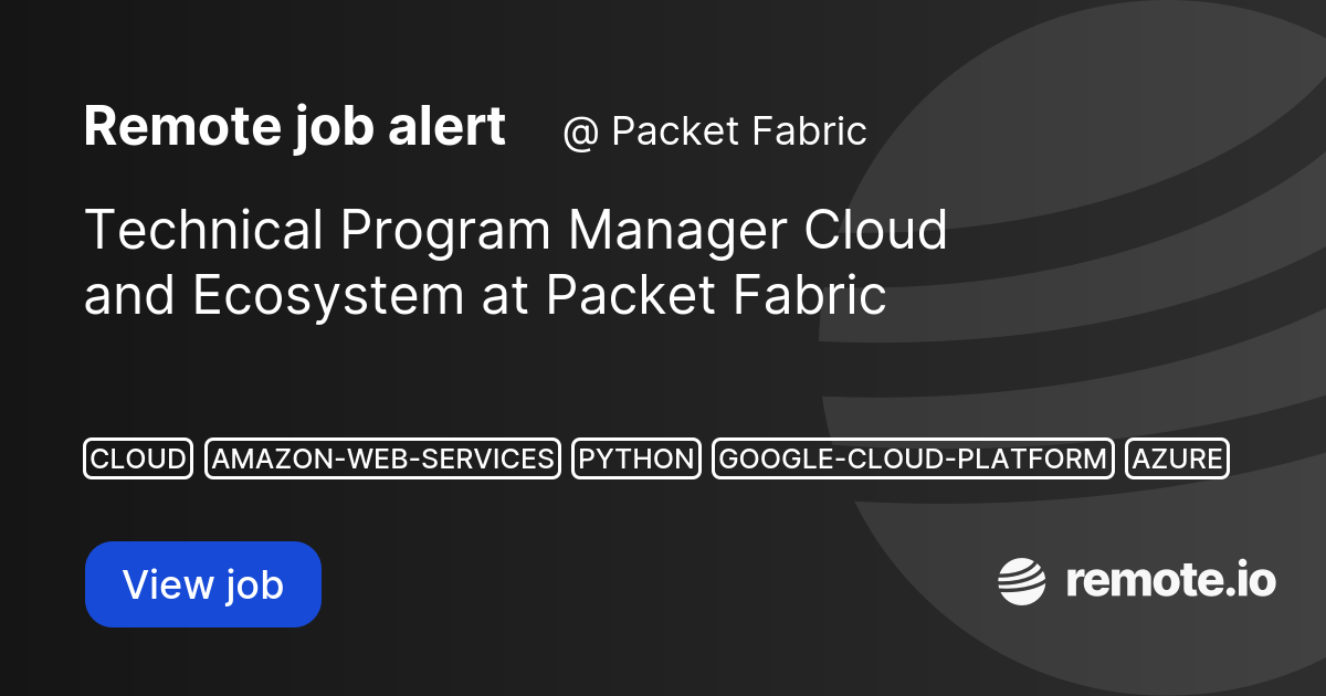 Technical Program Manager Cloud and Ecosystem | remote.io