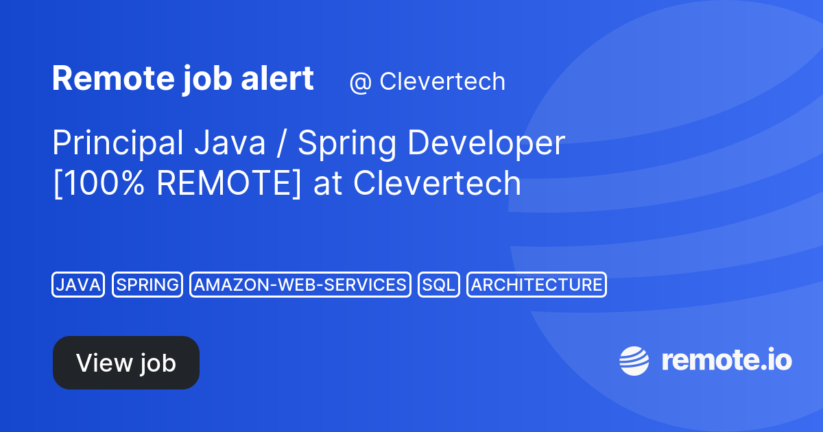 Principal Java / Spring Developer | remote.io