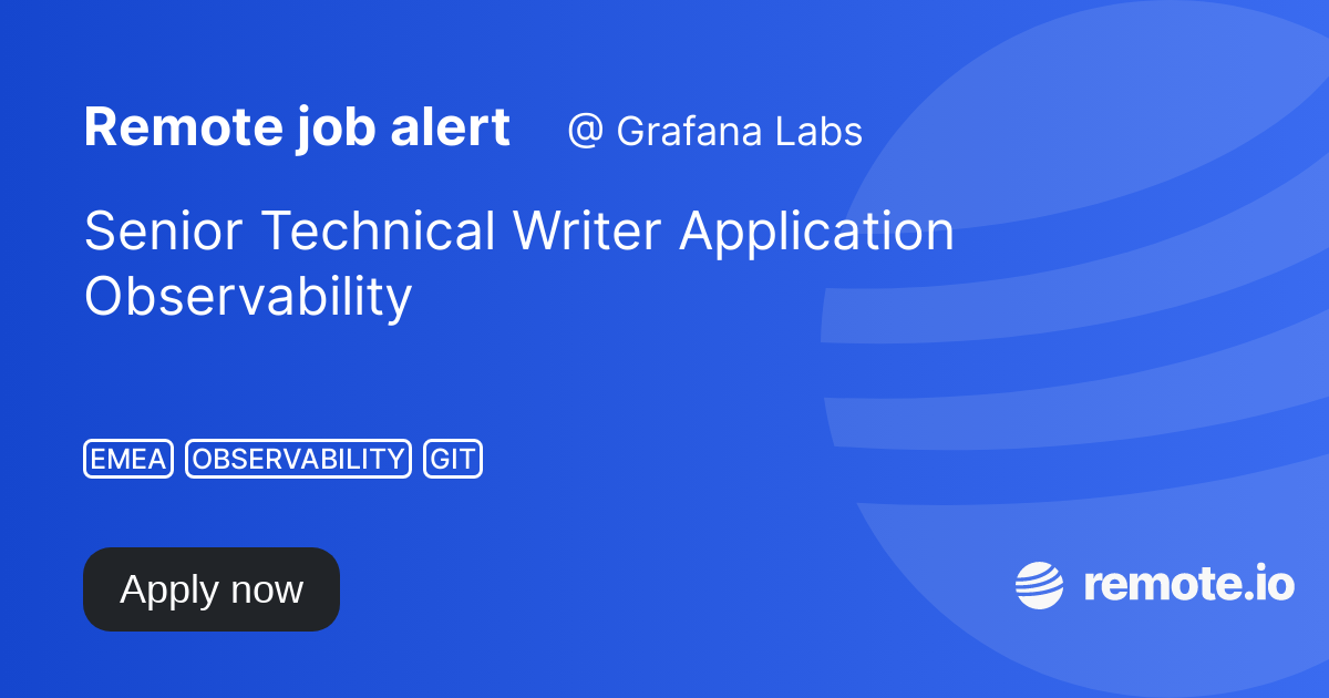 Senior Technical Writer Application Observability | remote.io