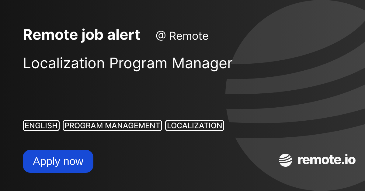 Localization Program Manager | remote.io