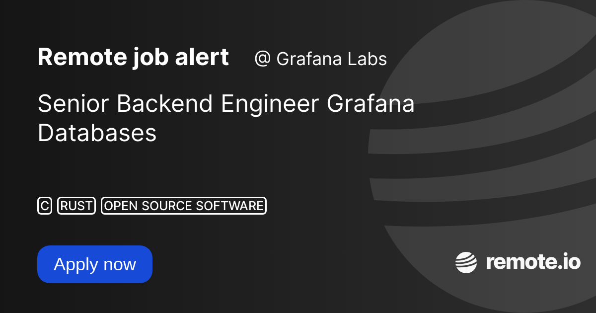Senior Backend Engineer Grafana Databases | remote.io