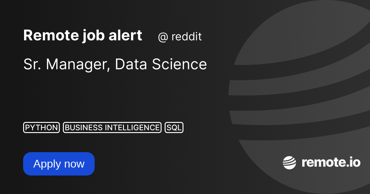 Sr. Manager, Data Science | remote.io