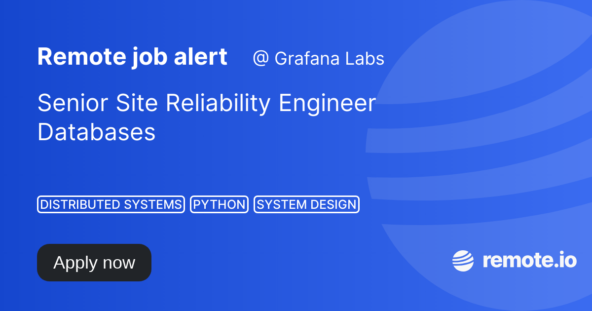 Senior Site Reliability Engineer Databases | remote.io