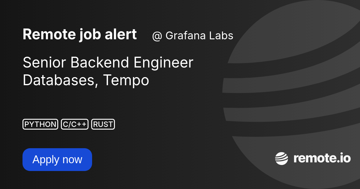 Senior Backend Engineer Databases, Tempo | remote.io