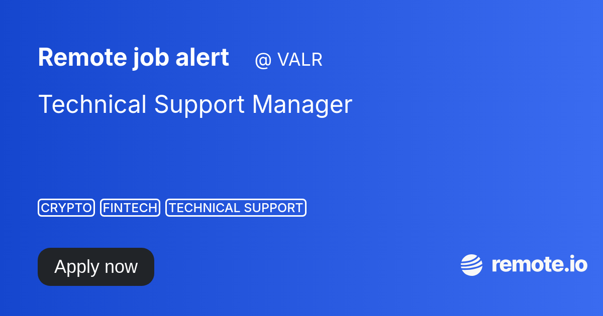 Technical Support Manager | remote.io