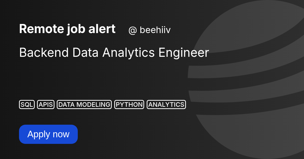 Backend Data Analytics Engineer | remote.io