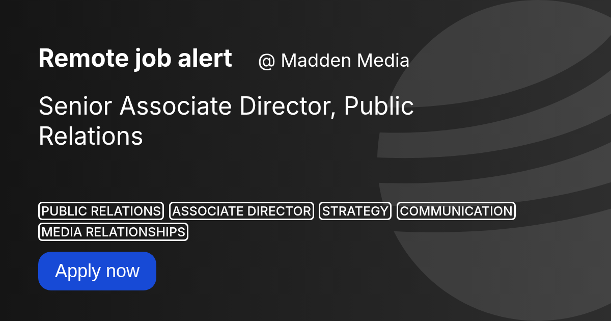 Senior Associate Director, Public Relations | remote.io