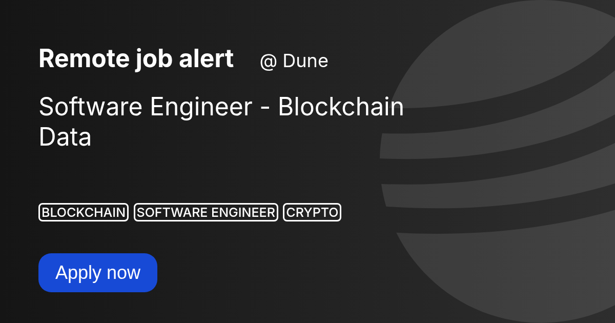 Software Engineer - Blockchain Data | remote.io