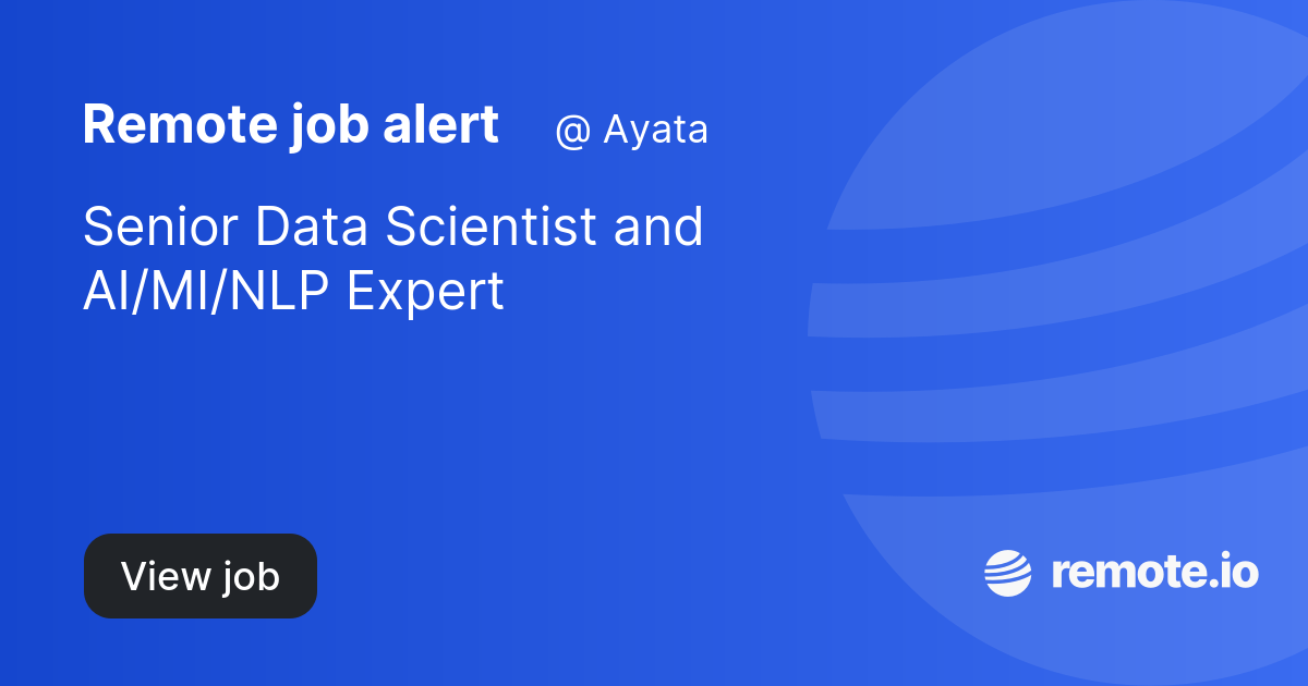 Senior Data Scientist and AI/MI/NLP Expert | remote.io