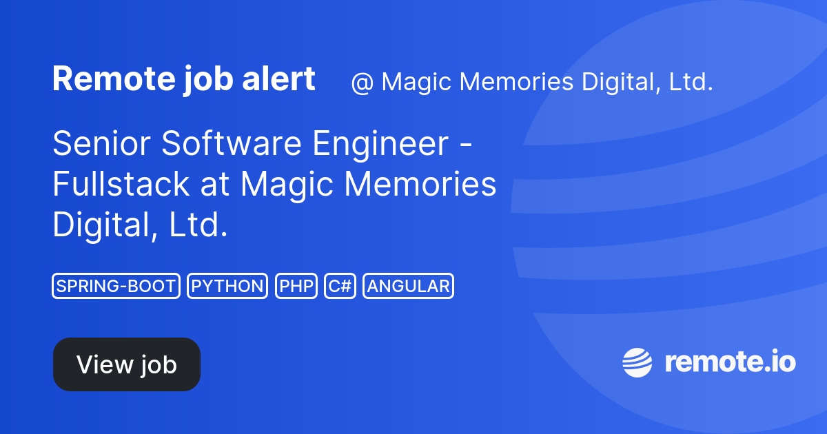 Senior Software Engineer - Fullstack | remote.io